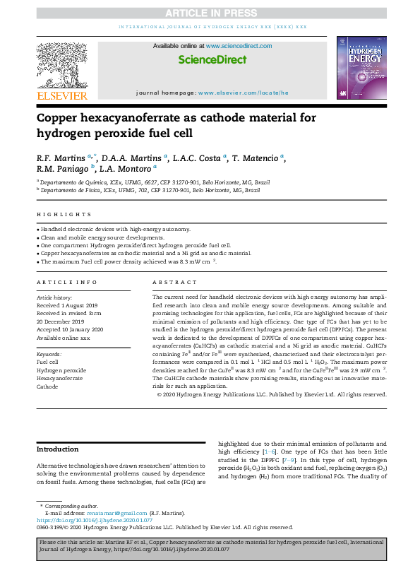 (PDF) Copper hexacyanoferrate as cathode material for hydrogen peroxide ...