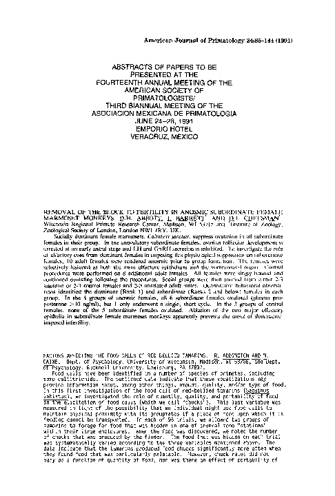 (PDF) Abstracts of Papers to be Presented at the Fourteenth Annual ...