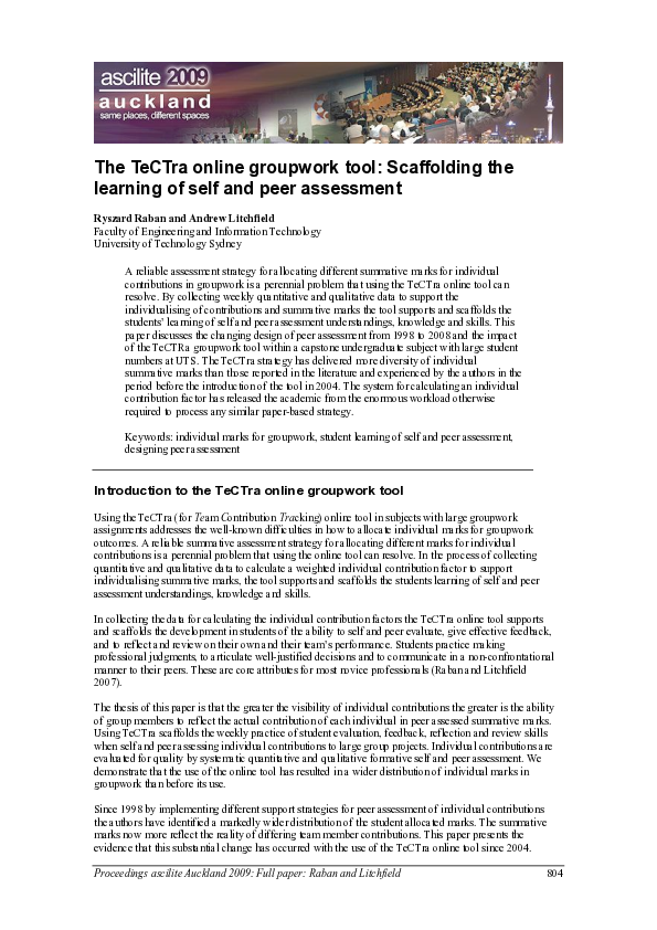 (PDF) The TeCTra online groupwork tool: Scaffolding the learning of ...