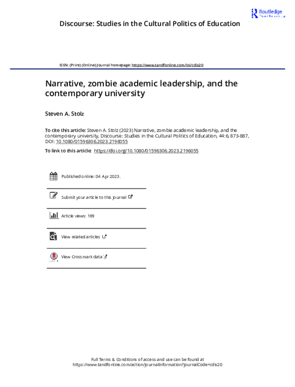 (PDF) Narrative, zombie academic leadership, and the contemporary ...