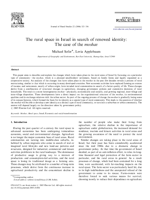 (PDF) The rural space in Israel in search of renewed identity: The case ...