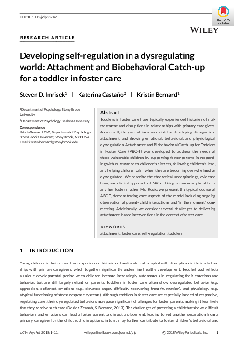 (PDF) Developing self-regulation in a dysregulating world: Attachment ...