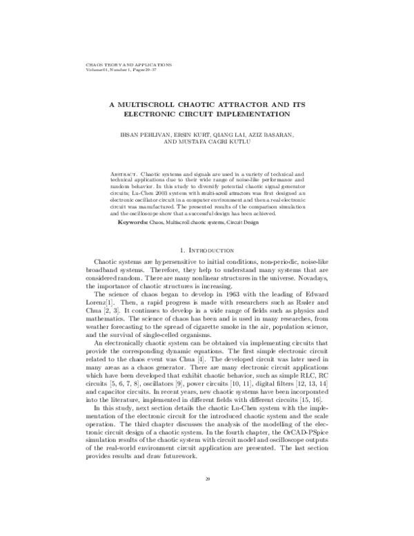 (PDF) A Multiscroll Chaotic Attractor and its Electronic Circuit Implementation