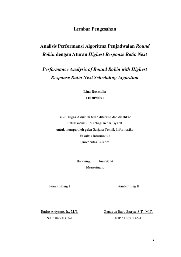 (PDF) Analisis Performansi Algoritma Penjadwalan Round Robin dengan Aturan Highest Response ...