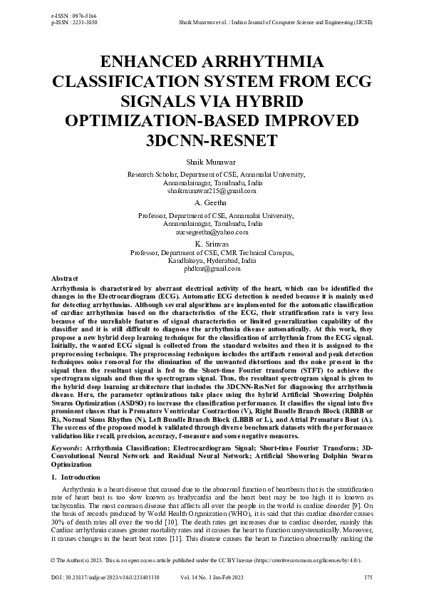 Pdf Hybrid Deep Learning For Ecg Arrhythmia Classification