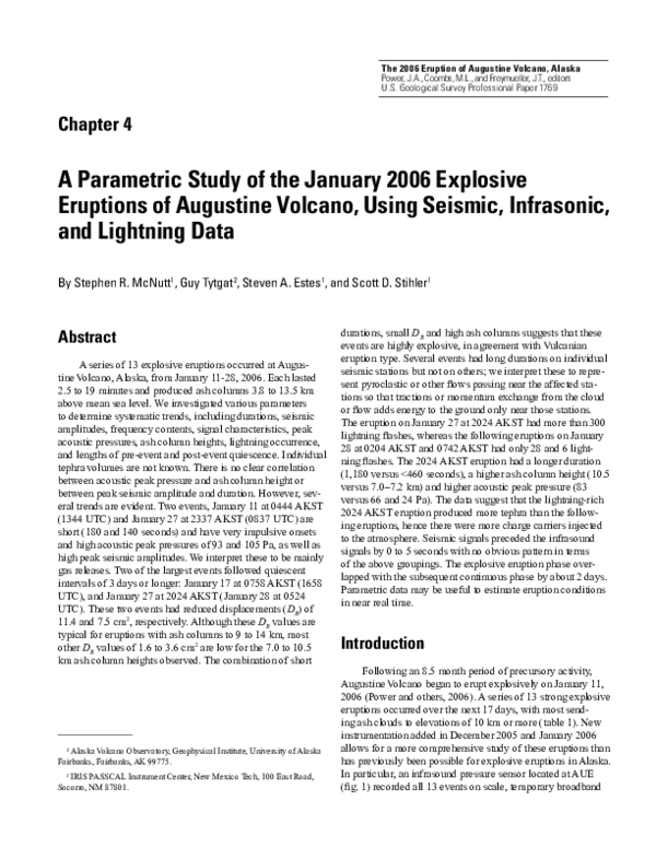 (PDF) A parametric study of the January 2006 explosive eruptions of ...