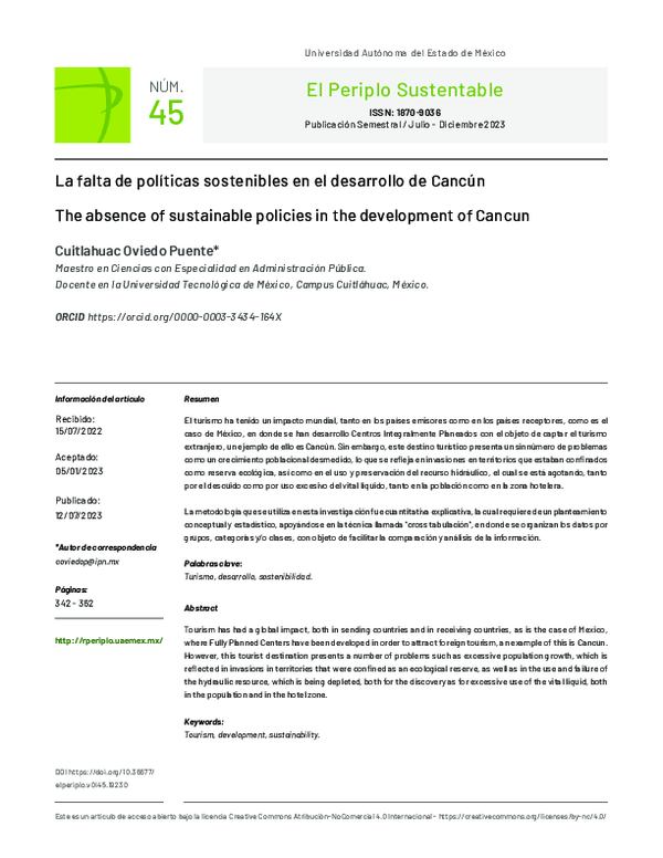 (PDF) Articulo publicado de Cancun