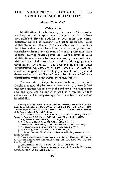 (PDF) The Voiceprint Technique: Its Structure and Reliability