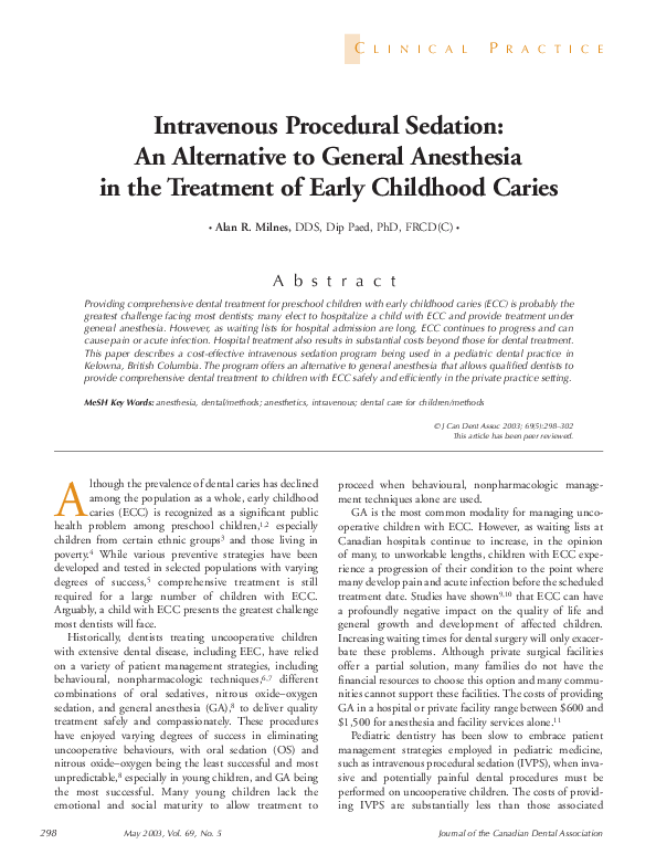 (PDF) Intravenous procedural sedation: an alternative to general ...