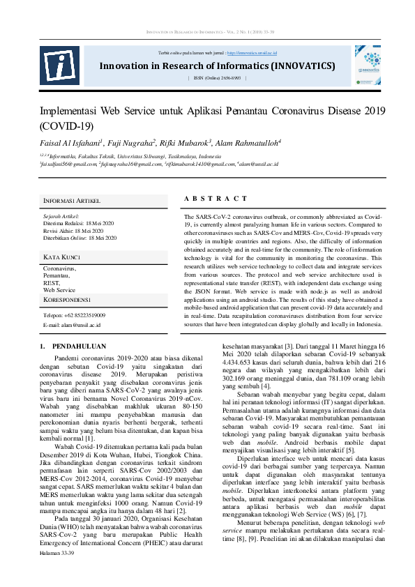 (PDF) Implementasi Web Service untuk Aplikasi Pemantau Coronavirus ...