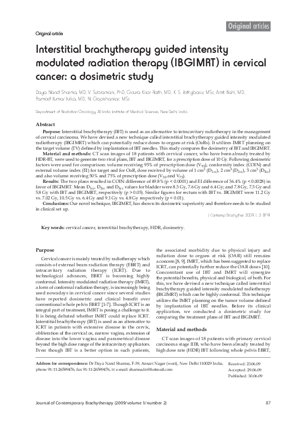 (PDF) Interstitial brachytherapy guided intensity modulated radiation therapy (IBGIMRT) in ...
