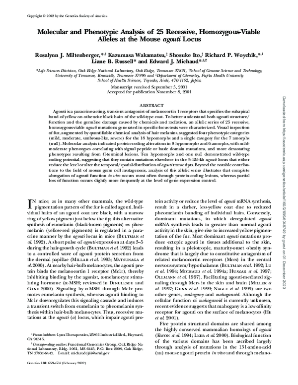 (PDF) Molecular and Phenotypic Analysis of 25 Recessive, Homozygous ...
