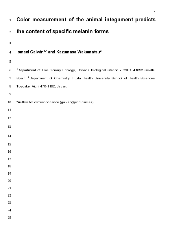 (PDF) Color measurement of the animal integument predicts the content ...