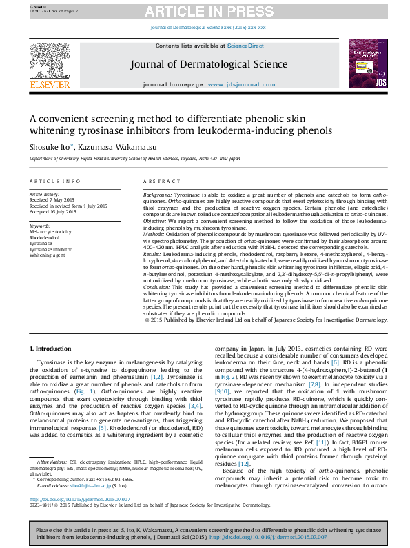 (PDF) A convenient screening method to differentiate phenolic skin ...