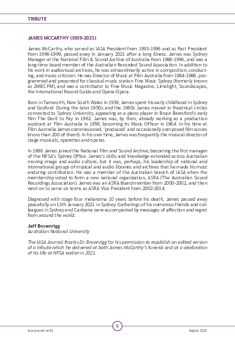 (PDF) Tribute: James McCarthy