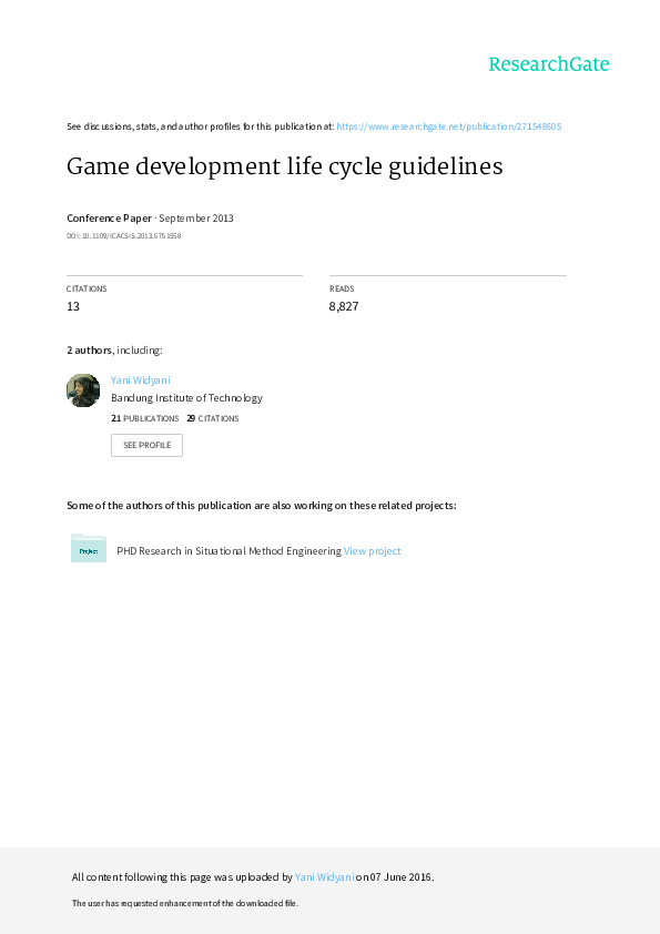 (PDF) Game development life cycle guidelines