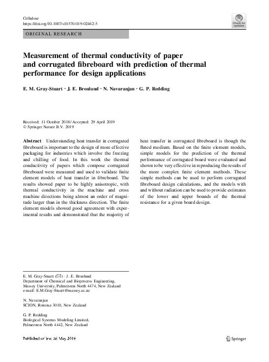(PDF) Measurement of thermal conductivity of paper and corrugated fibreboard with prediction of ...