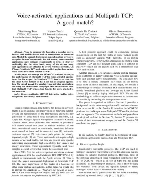 (PDF) Voice-Activated Applications and Multipath TCP: A Good Match?