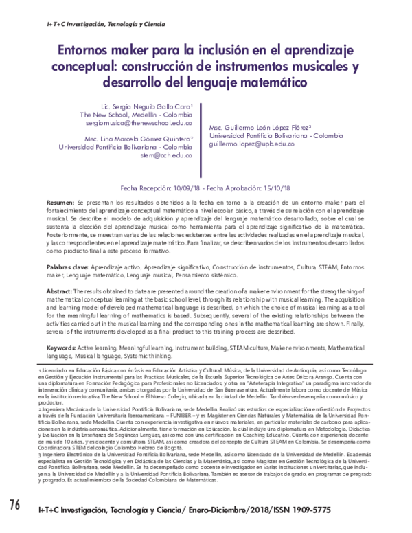(PDF) Entornos maker para la inclusión en el aprendizaje conceptual: construcción de ...