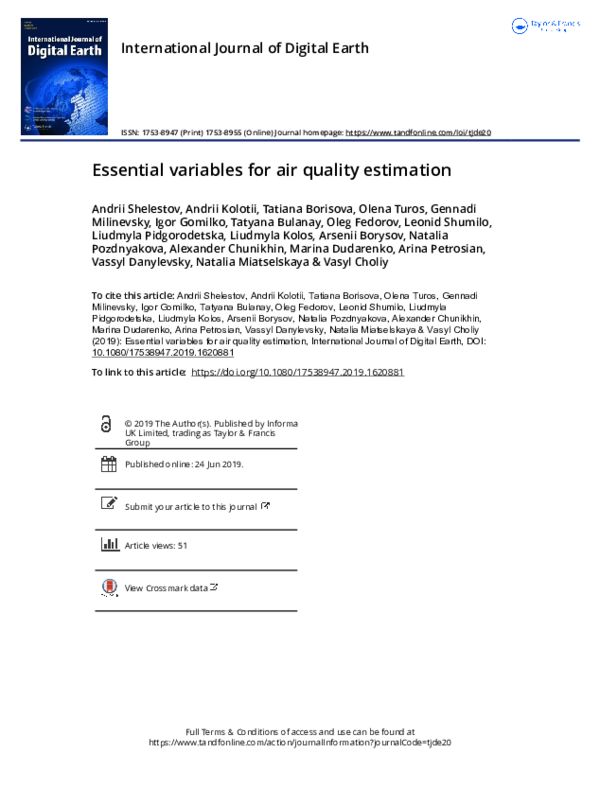 (PDF) Essential variables for air quality estimation