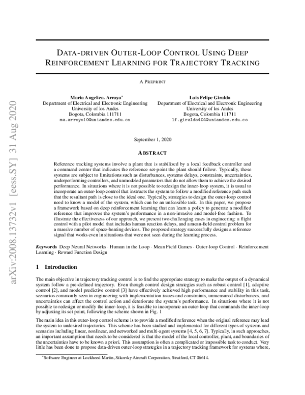 (PDF) Deep Reinforcement Learning for Outer-Loop Control of Systems