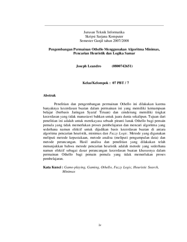 (PDF) Pengembangan Permainan Othello Menggunakan Algoritma Minimax ...