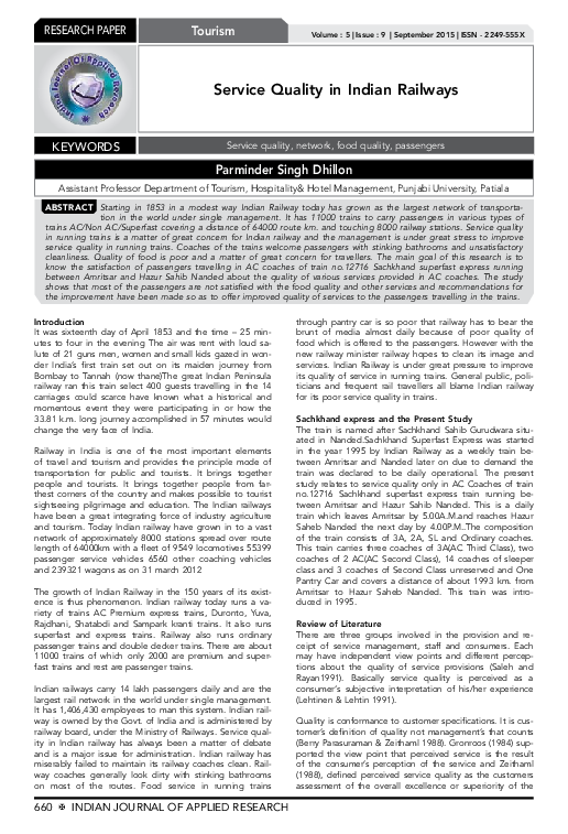(PDF) Service Quality in Indian Railways