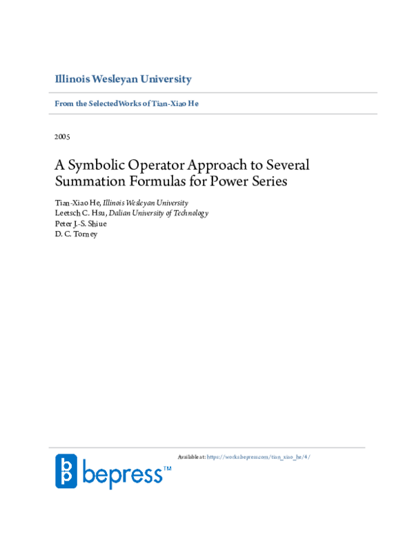 Pdf A Symbolic Operator Approach To Several Summation Formulas For