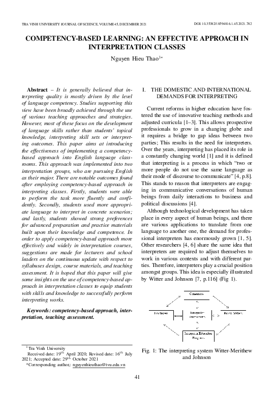 (PDF) Competency-Based Learning: An Effective Approach in Interpretation Classes