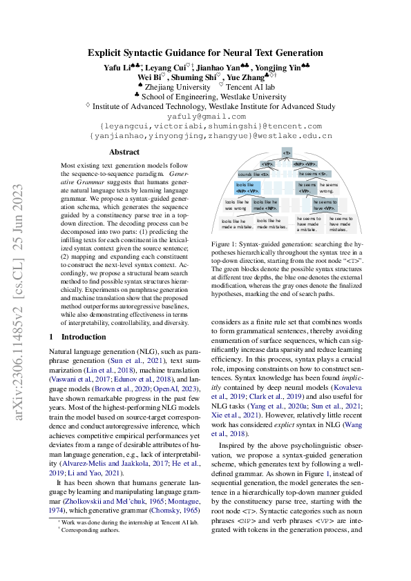 (PDF) Explicit Syntactic Guidance for Neural Text Generation