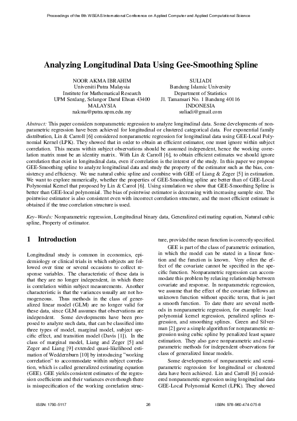(PDF) Analyzing Longitudinal Data Using Gee-Smoothing Spline