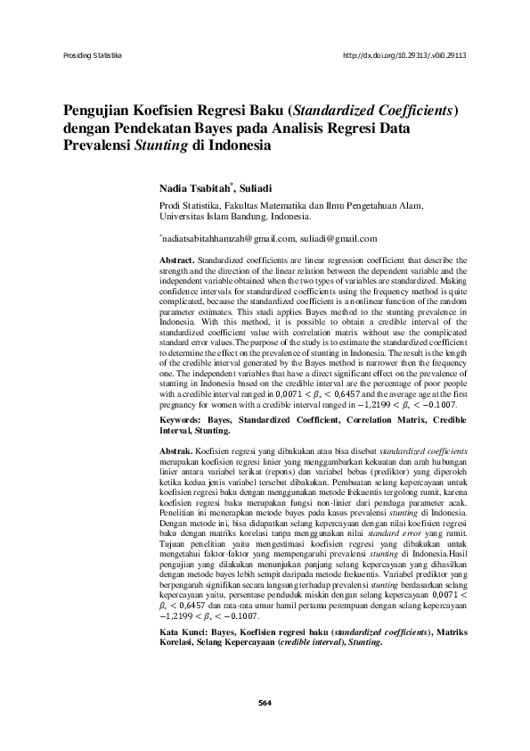 (PDF) Pengujian Koefisien Regresi Baku (Standardized Coefficients ...