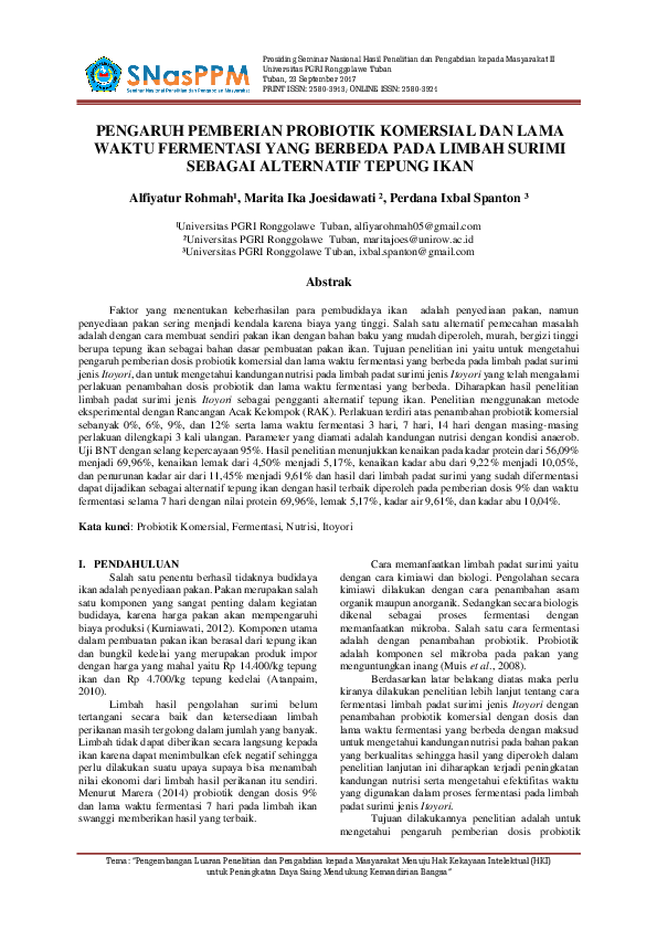 Pengaruh Pemberian Probiotik Komersial Dan Lama Waktu Fermentasi Yang ...
