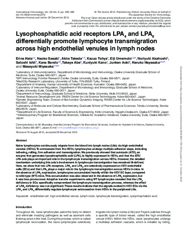 (PDF) Lysophosphatidic acid receptors LPA4 and LPA6 differentially ...