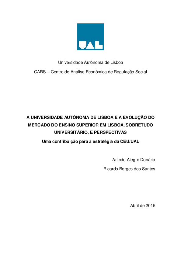 (PDF) A Universidade Autónoma de Lisboa e a evolução do mercado do ...