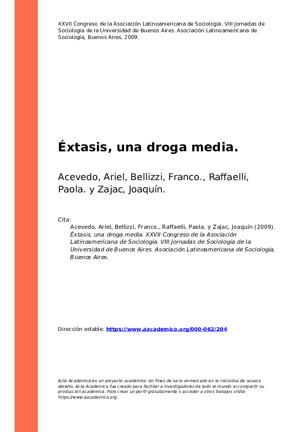 (PDF) Éxtasis, Una Droga Media