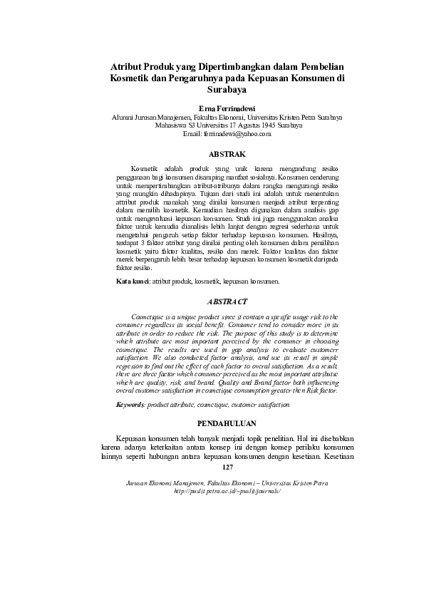 (PDF) Atribut Produk Yang Dipertimbangkan Dalam Pembelian Kosmetik Dan ...