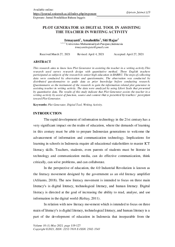 (PDF) Plot Generator as Digital Tool in Assisting the Teacher in ...