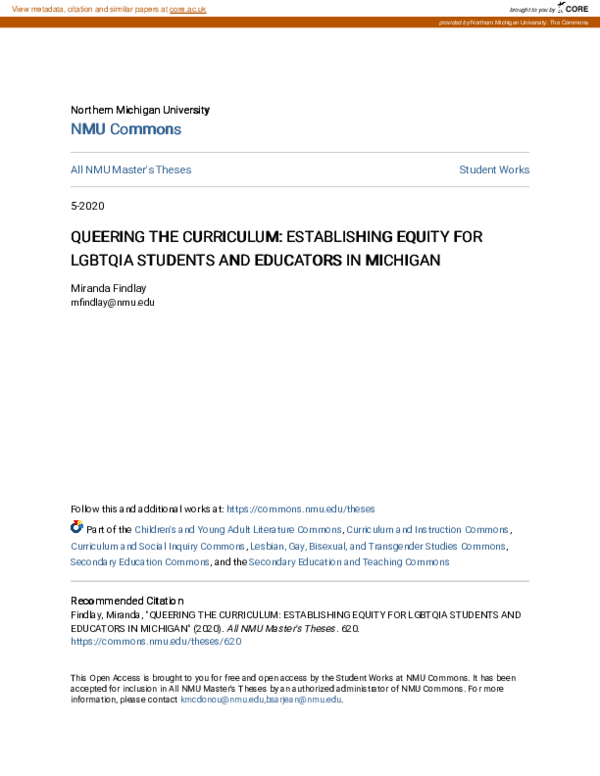 (PDF) Queering the Curriculum: Establishing Equity for Lgbtqia Students ...