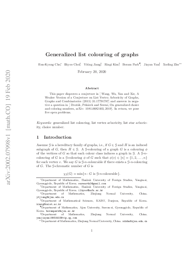 (PDF) Generalized list colouring of graphs