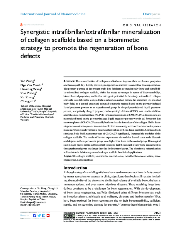 (PDF) Synergistic intrafibrillar/extrafibrillar mineralization of ...