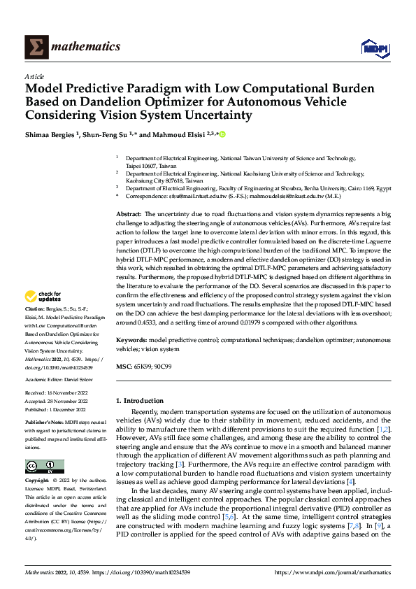 Pdf Model Predictive Paradigm With Low Computational Burden Based On Dandelion Optimizer For