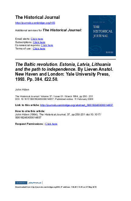 (PDF) The Baltic Revolution: Estonia, Latvia, Lithuania and the Path to ...