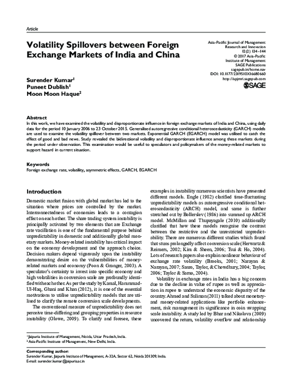 (PDF) Volatility Spillovers between Foreign Exchange Markets of India ...