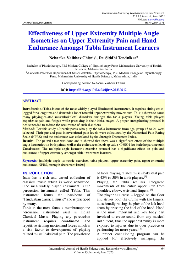 (PDF) Effectiveness of Upper Extremity Multiple Angle Isometrics on ...