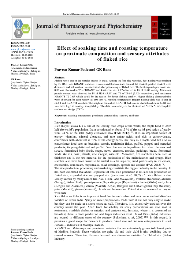 (PDF) Effect of soaking time and roasting temperature on proximate ...