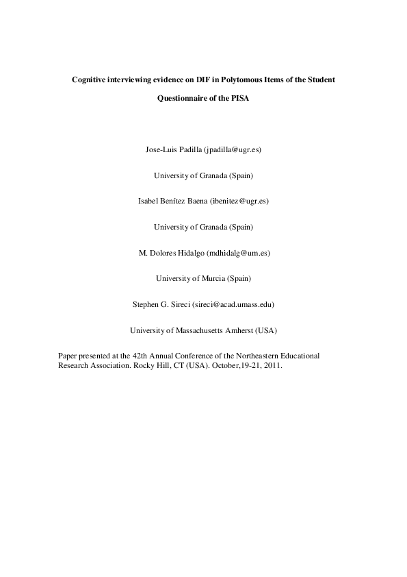 (PDF) Cognitive interviewing evidence on DIF in polytomous items of the ...