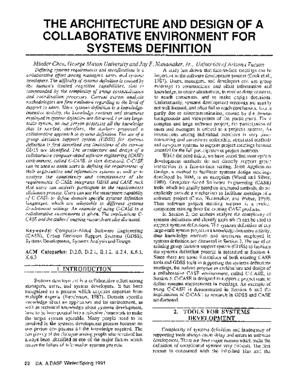 (PDF) The architecture and design of a collaborative environment for ...