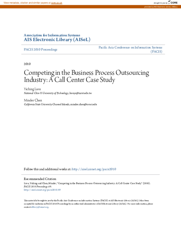 (PDF) Competing in the Business Process Outsourcing Industry: A Call ...