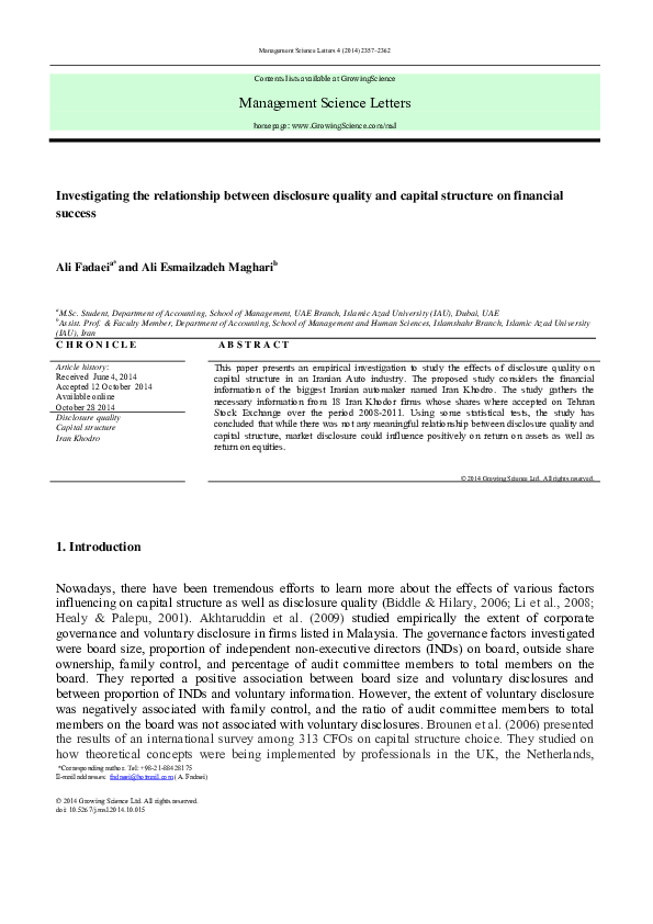 (PDF) Investigating the relationship between disclosure quality and ...